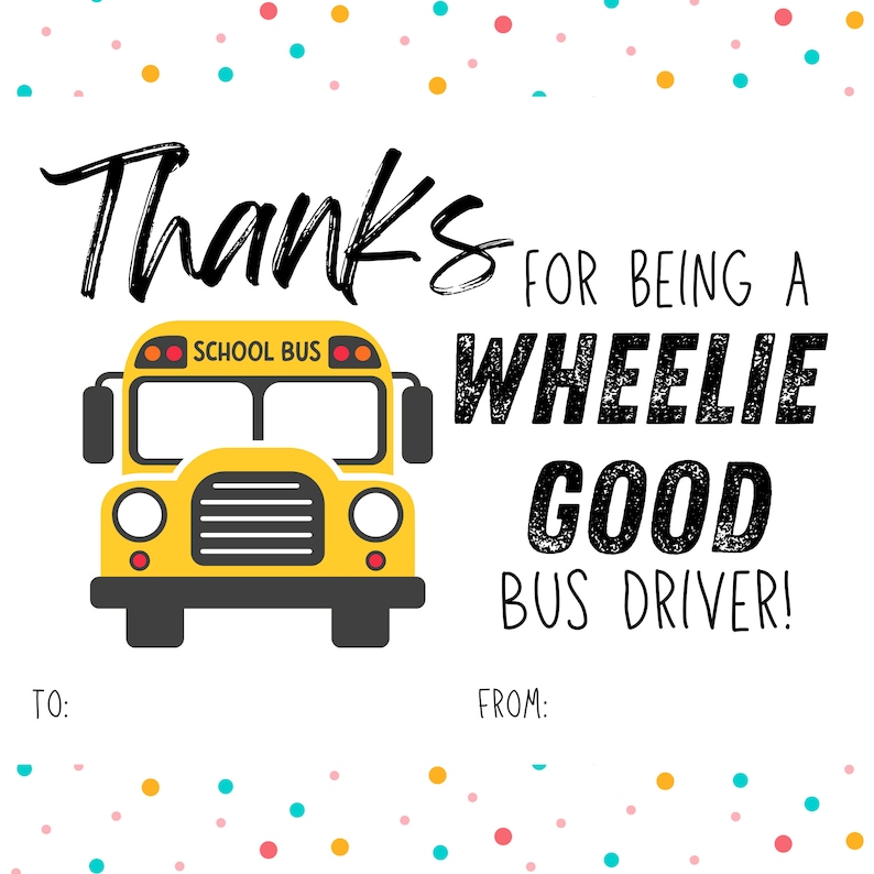 School Bus Driver Gift Tags Printable, Thank You Printable Tags, School ...
