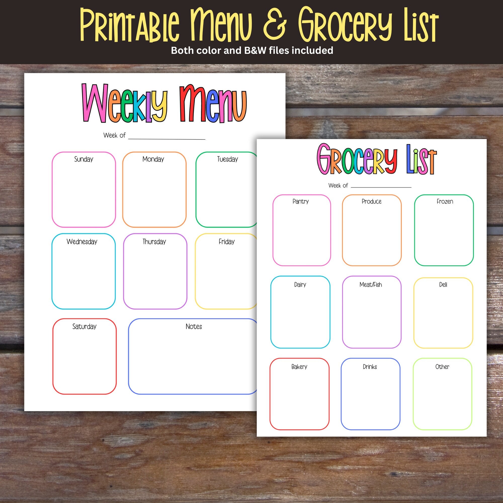 INSTANT DOWNLOAD Printable Menu Download and Weekly Menu - Etsy
