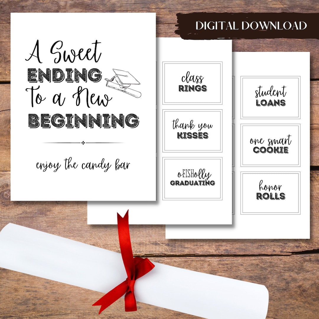 Graduation Candy Bar Sign and Labels- Printable - Etsy