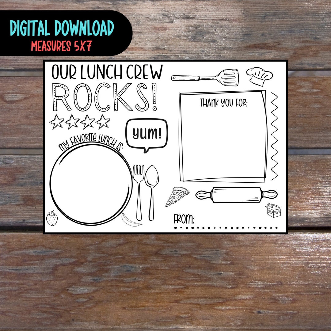 Lunch Crew Coloring Sheet: Kids' School Activity (digital Download) - Etsy