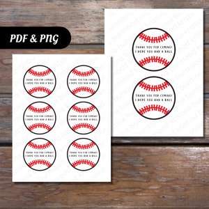 Baseball Themed Thank You Printable Tags - Etsy