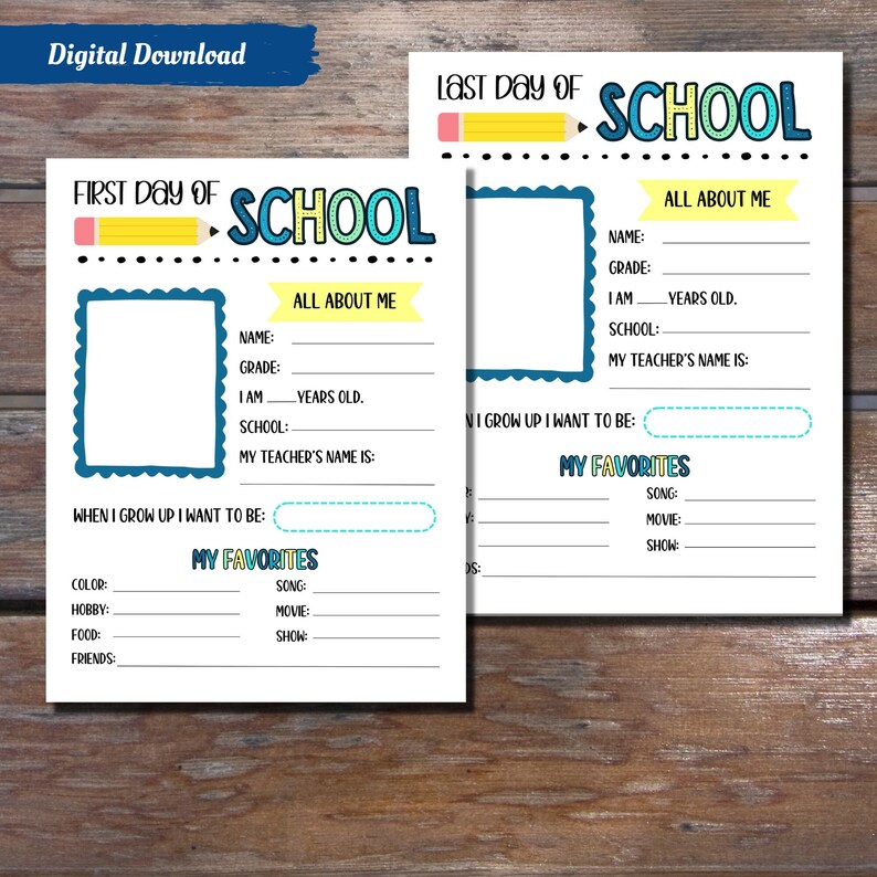 Printable First and Last Day of School | All About Me Page | Keepsake ...