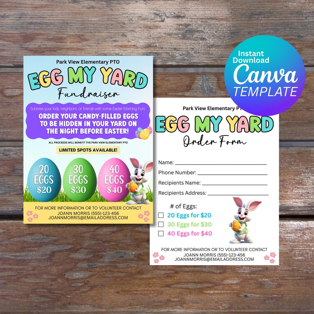 Egg My Yard Fundraiser – Editable Canva Template (flyer + Order Form ...