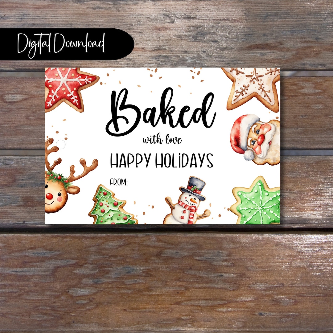 Printable Christmas Tag - "baked With Love, Happy Holidays" - Etsy