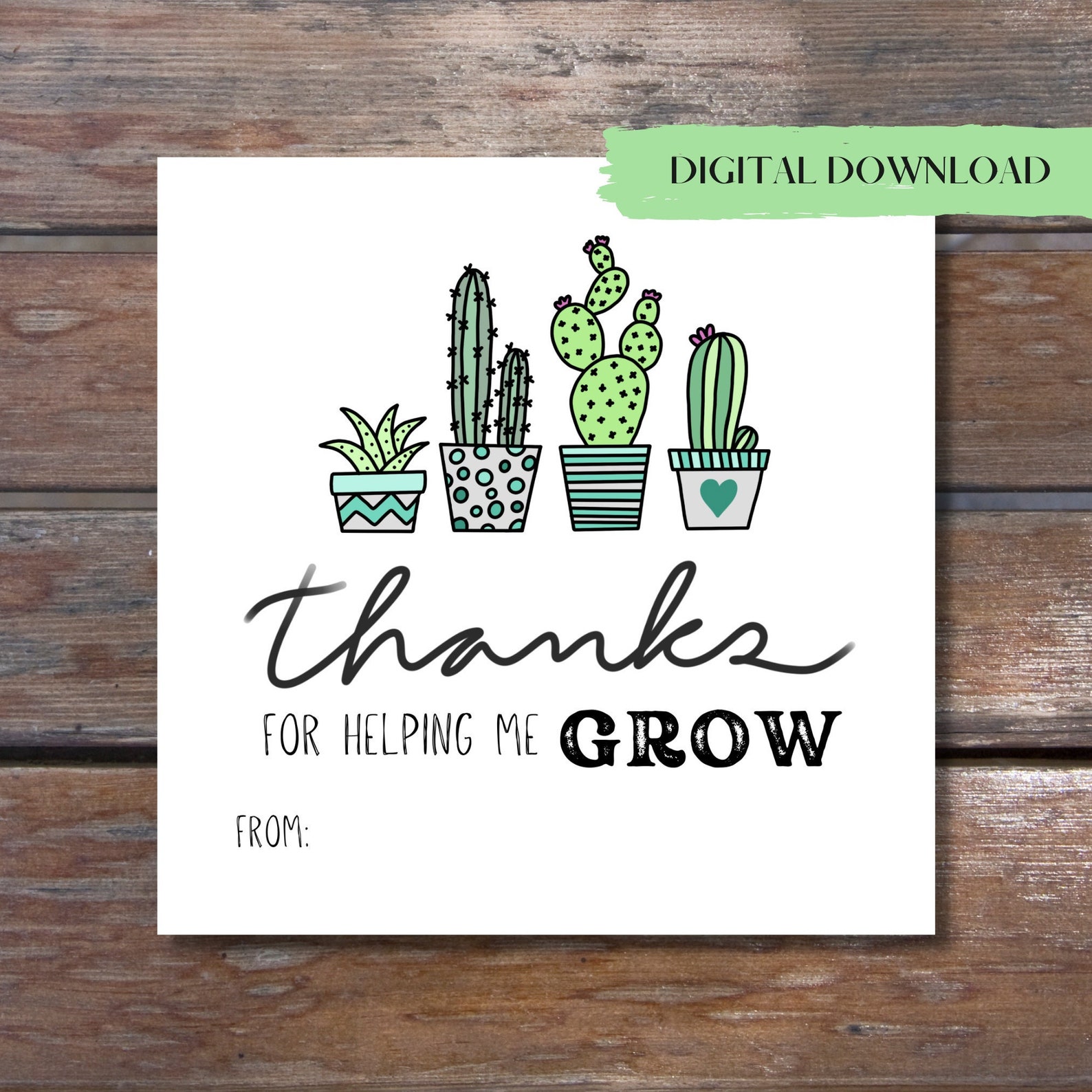 Teacher Appreciation Gift Tags Printable, Thank You for Helping Me Grow ...