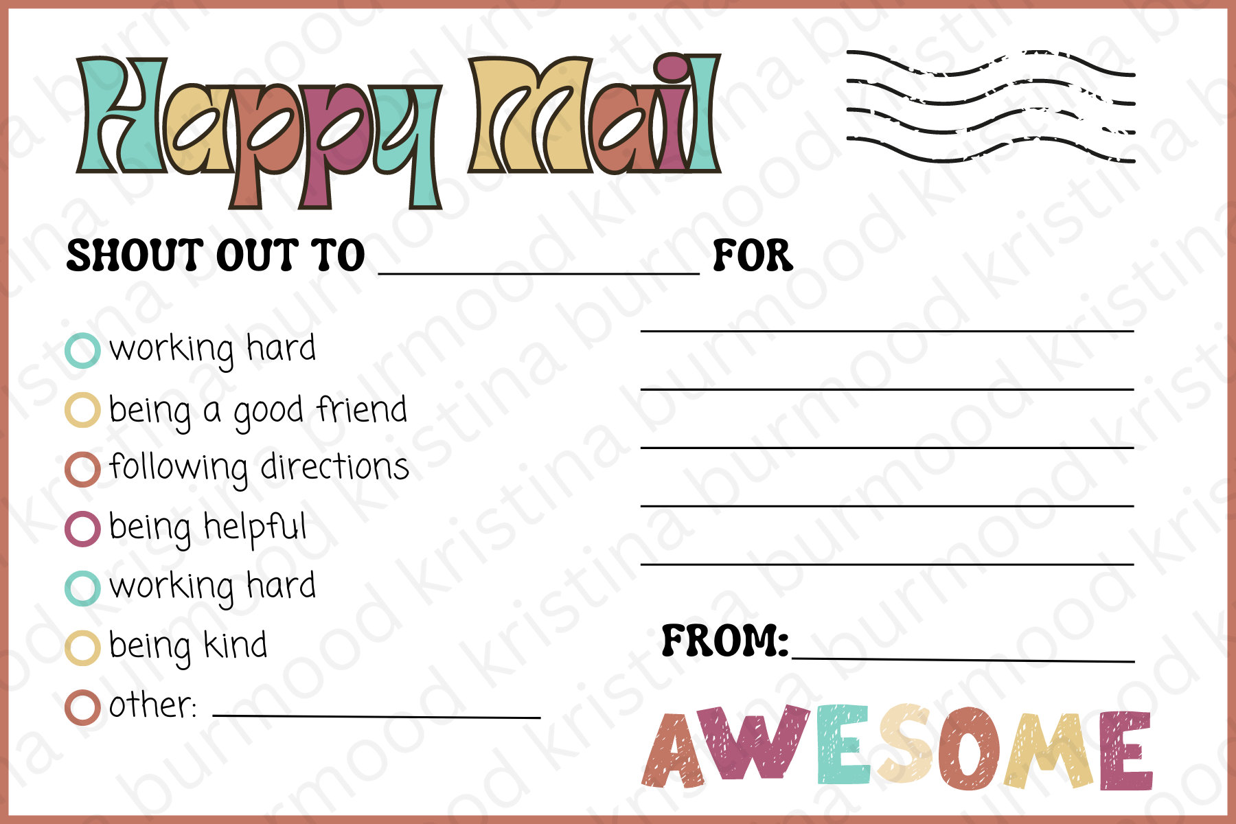 Teacher Happy Mail Notes: Printable Reward Chart (digital Download) - Etsy