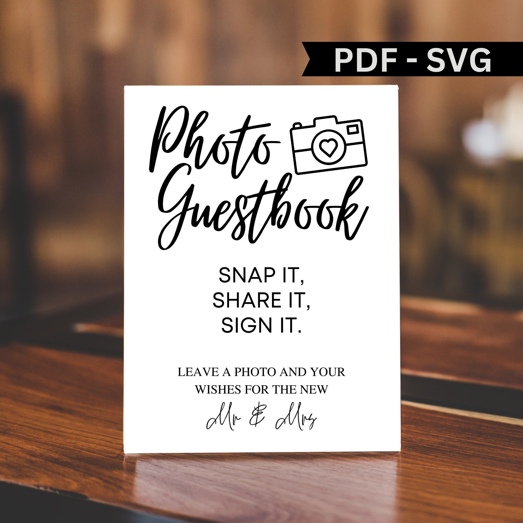 Photo Guestbook Wedding Printable Download- Guestbook Sign - Polaroid ...