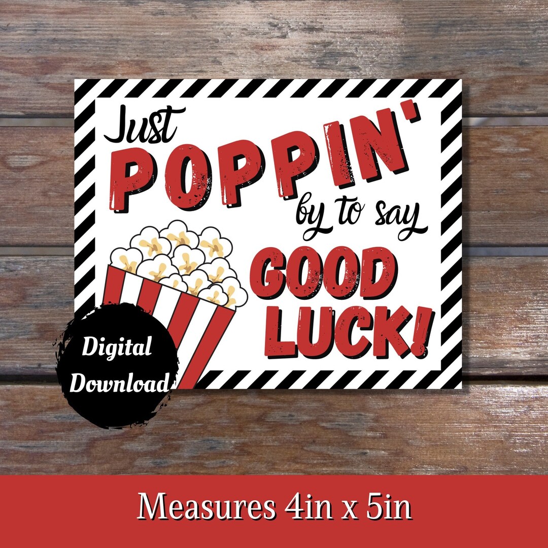 Popcorn Good Luck Gift Tag: Printable Wishing Tag (digital Download) - Etsy