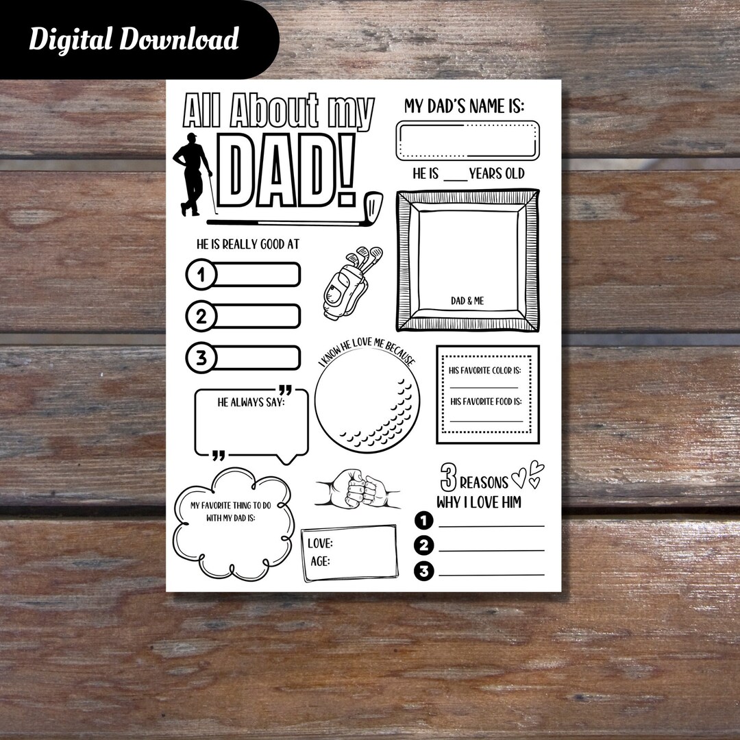 All About My Dad Printable: Father's Day Coloring Page (PDF & PNG) - Etsy