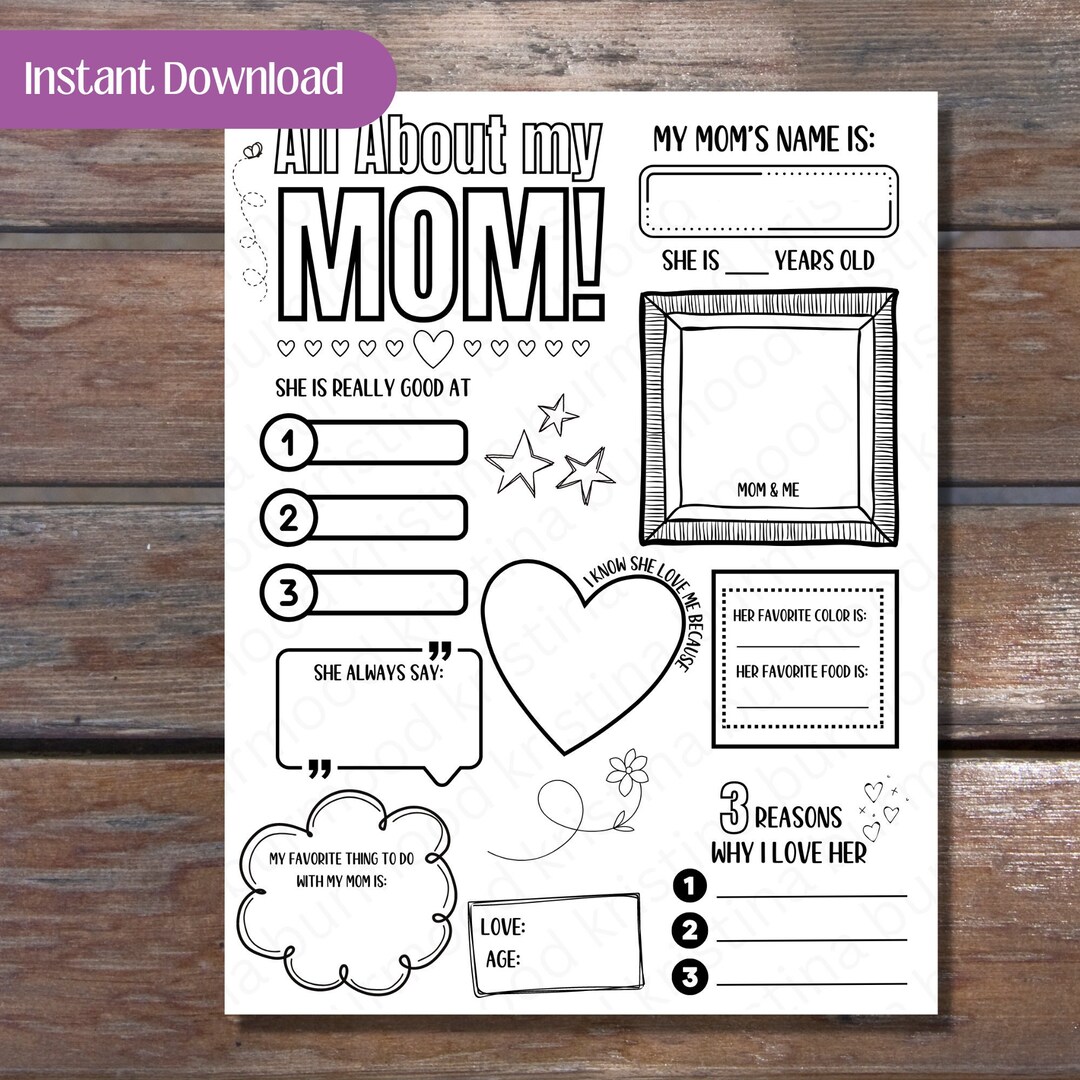 All About My Mom, All About My Mum Printable, Mother’s Day Activity ...