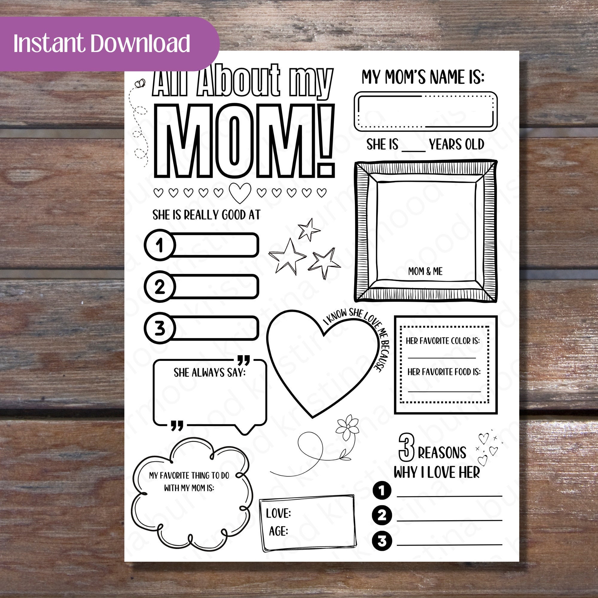 All About My Mom, All About My Mum Printable, Mother’s Day Activity ...