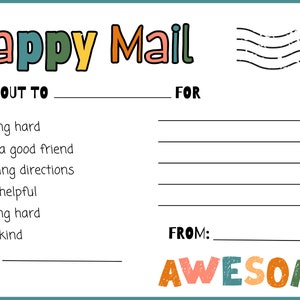 Teacher Happy Mail Notes: Printable Reward Chart (digital Download) - Etsy