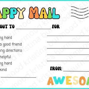 Teacher Happy Mail Notes: Printable Reward Chart (digital Download) - Etsy