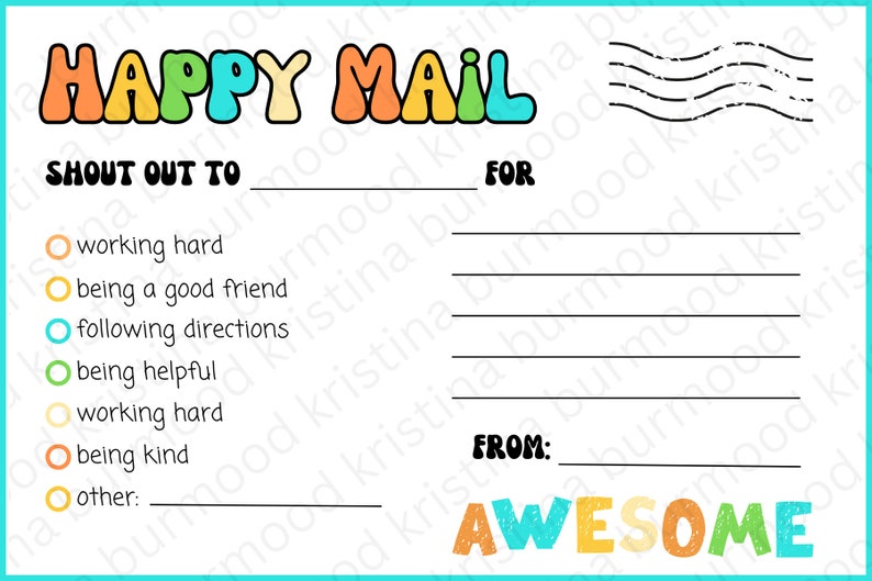 Teacher Happy Mail Notes: Printable Reward Chart (digital Download) - Etsy