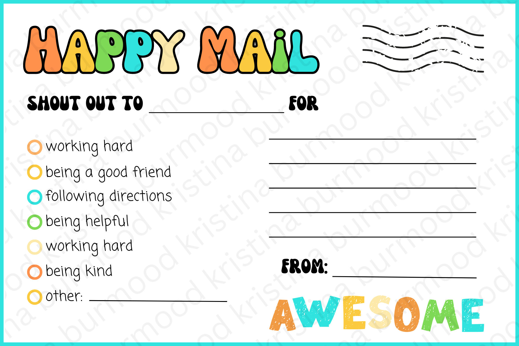 Teacher Happy Mail Notes: Printable Reward Chart (digital Download) - Etsy