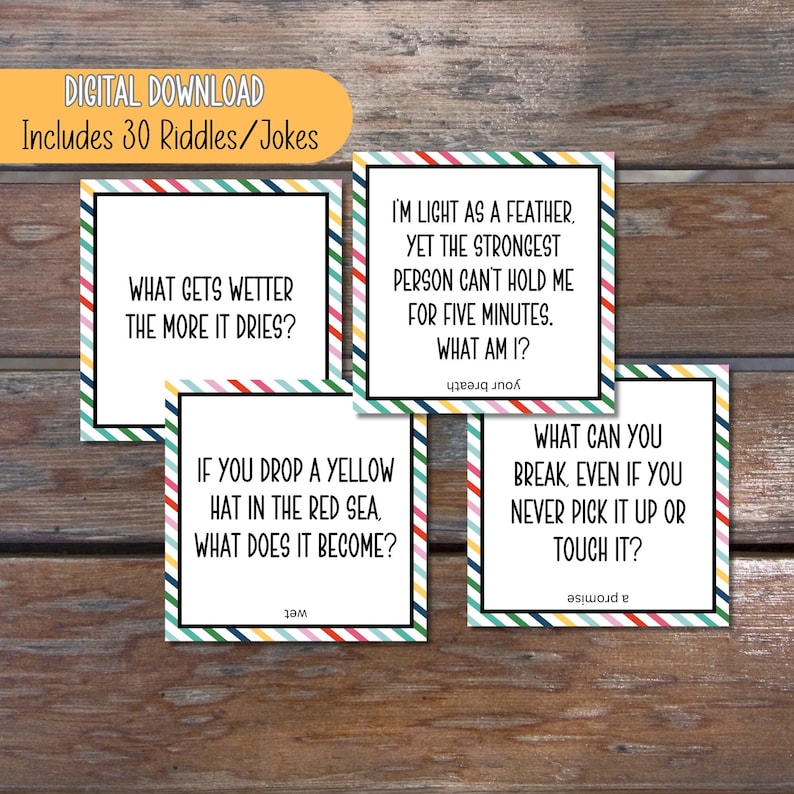 30 Printable Lunch Box Riddles and Jokes - Etsy