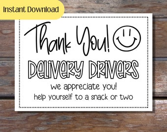 Delivery Driver Snack Basket Sign - Printable PDF - Etsy