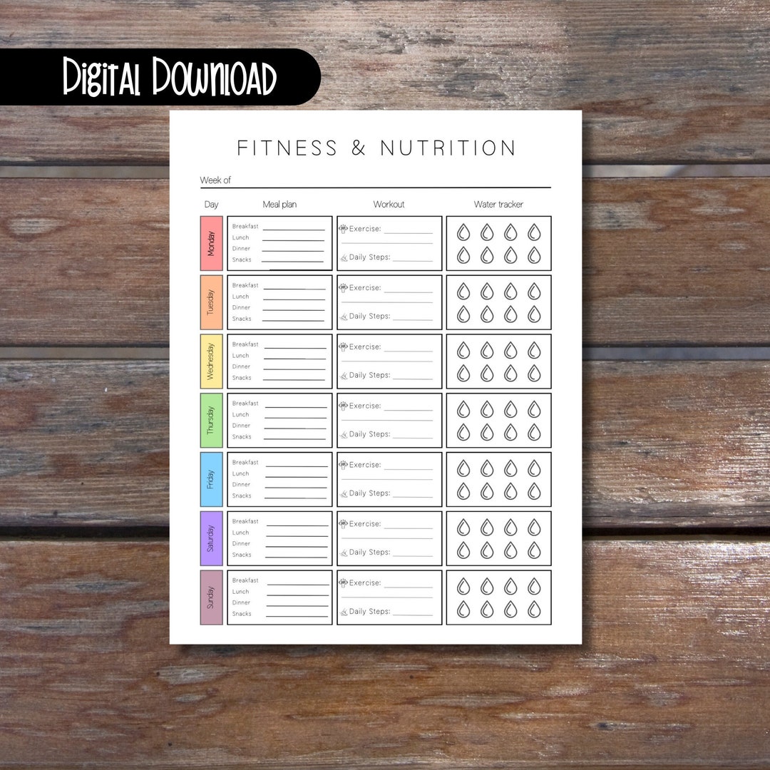 Fitness and Nutrition Tracker - Etsy