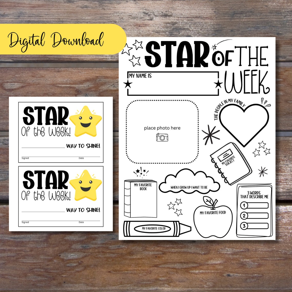 Printable Star of the Week Template & Certificate - Etsy