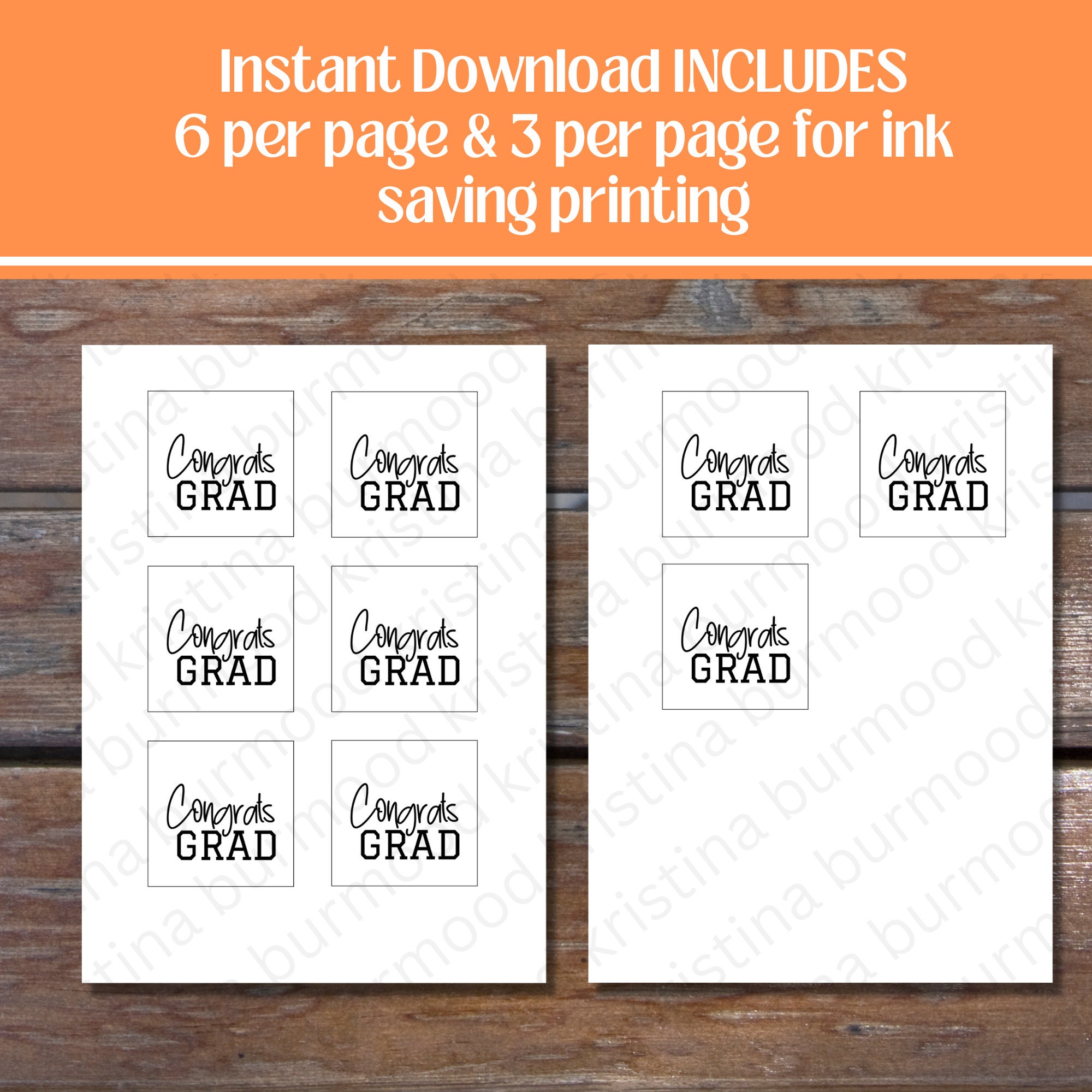 Minimalist Graduation Gift Tags, Grad Tag, Congrats Grad, Square Tag ...