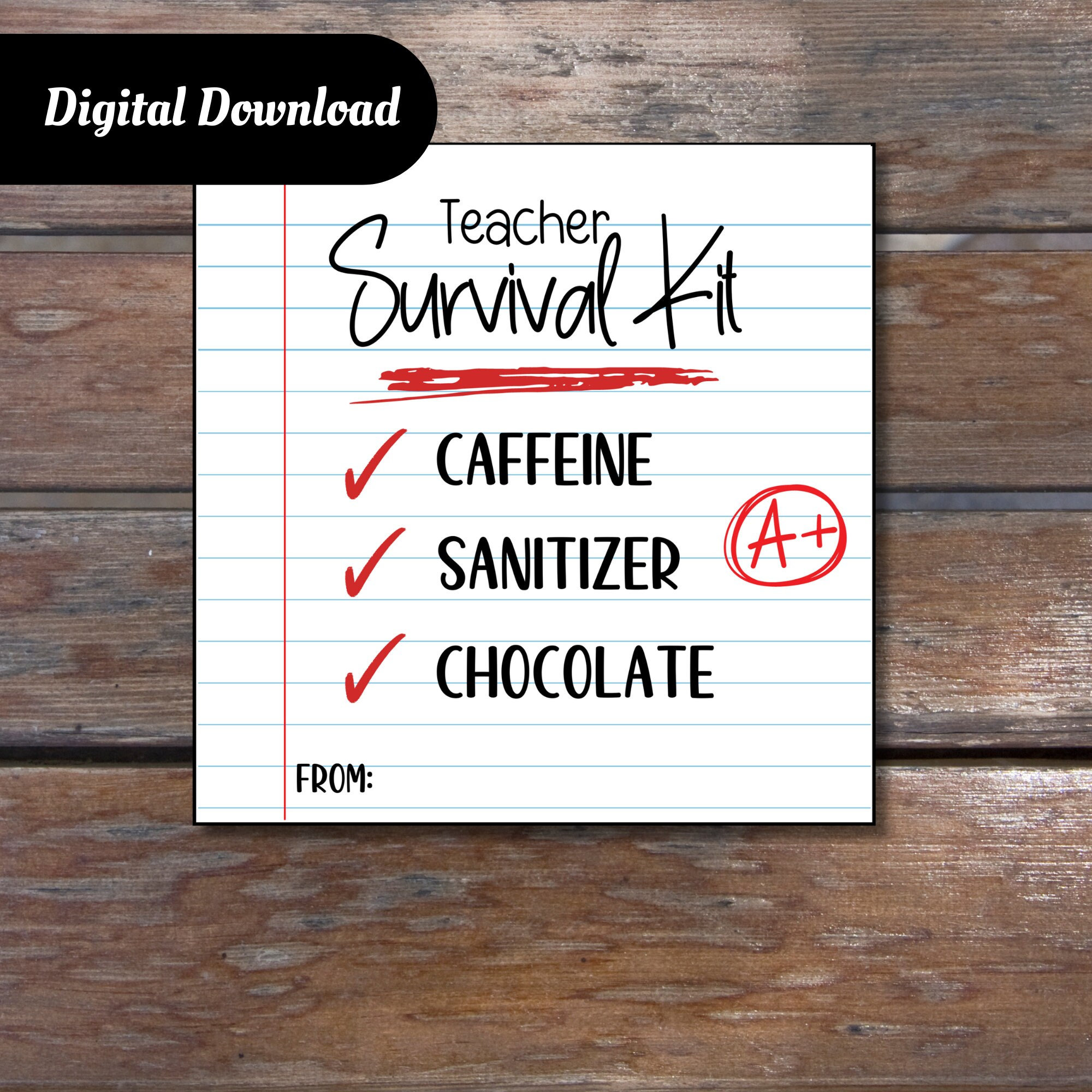 Printable teacher Survival Kit Tags - Etsy