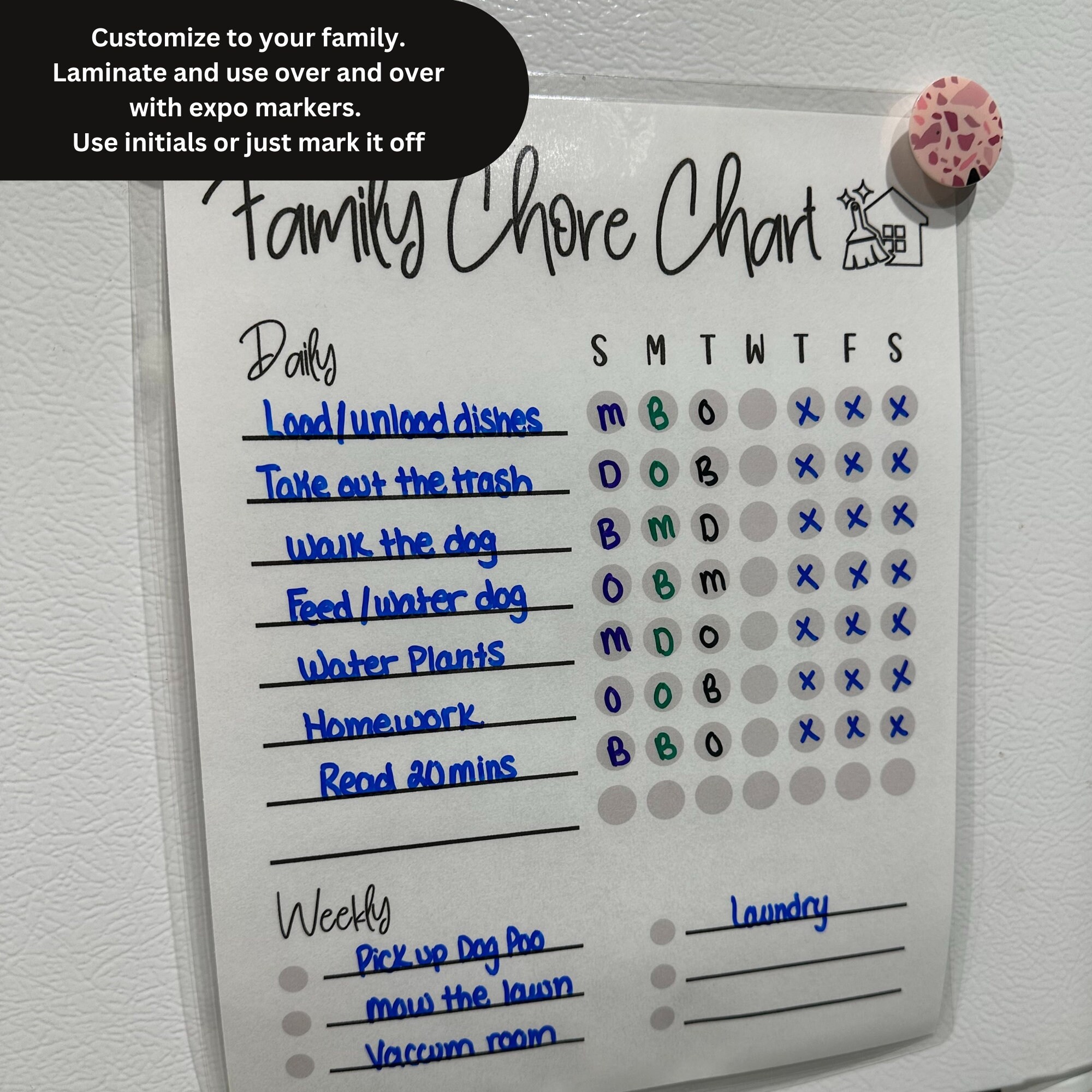 Family Chore Charts - Daily and Weekly Chores (PDF & PNG Files) - Etsy