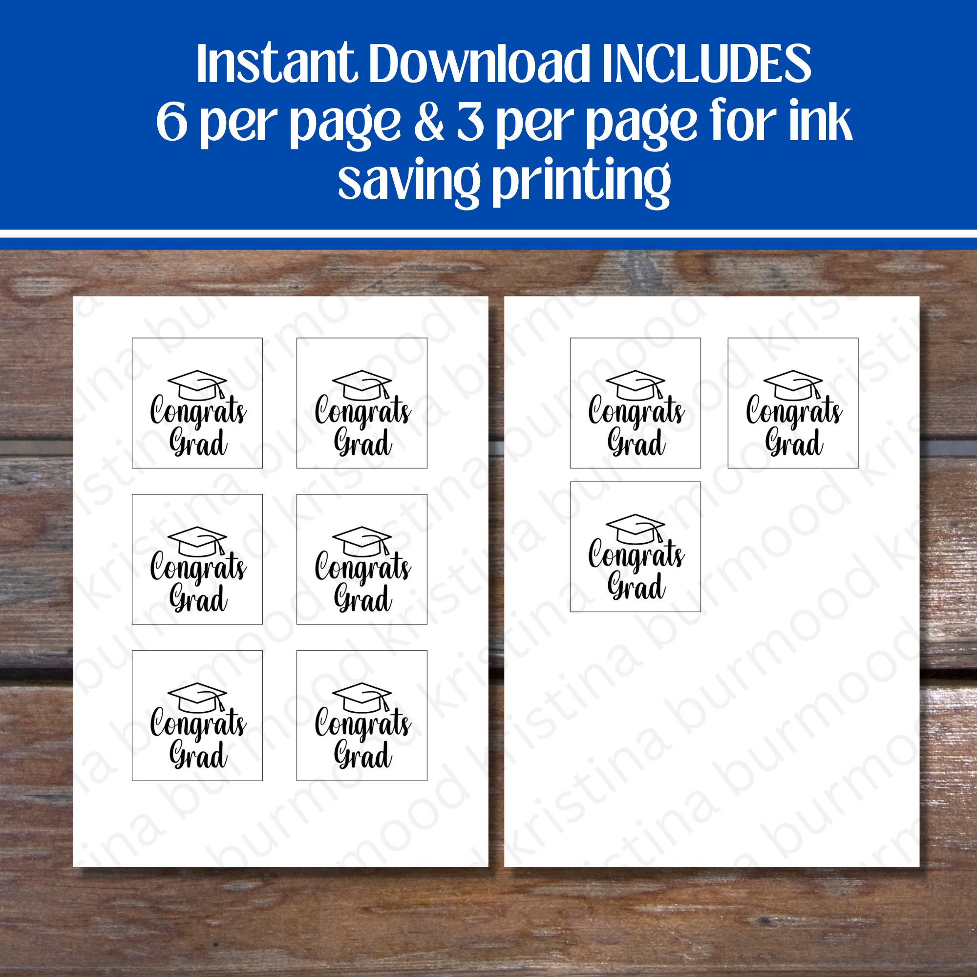 Minimalist Graduation Gift Tags, Grad Tag, Congrats Grad, Square Tag ...