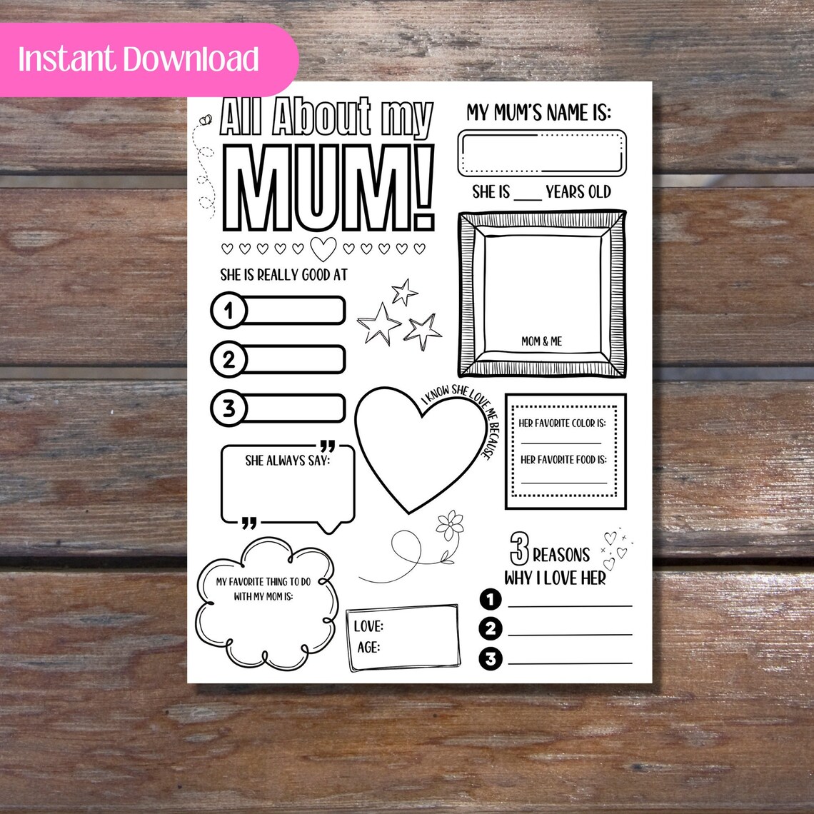 All About My Mum All About My Mum Printable Mothers Day - Etsy