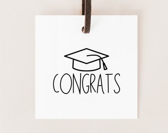 Minimalist Graduation Gift Tags, Grad Tag, Congrats Grad, Square Tag ...