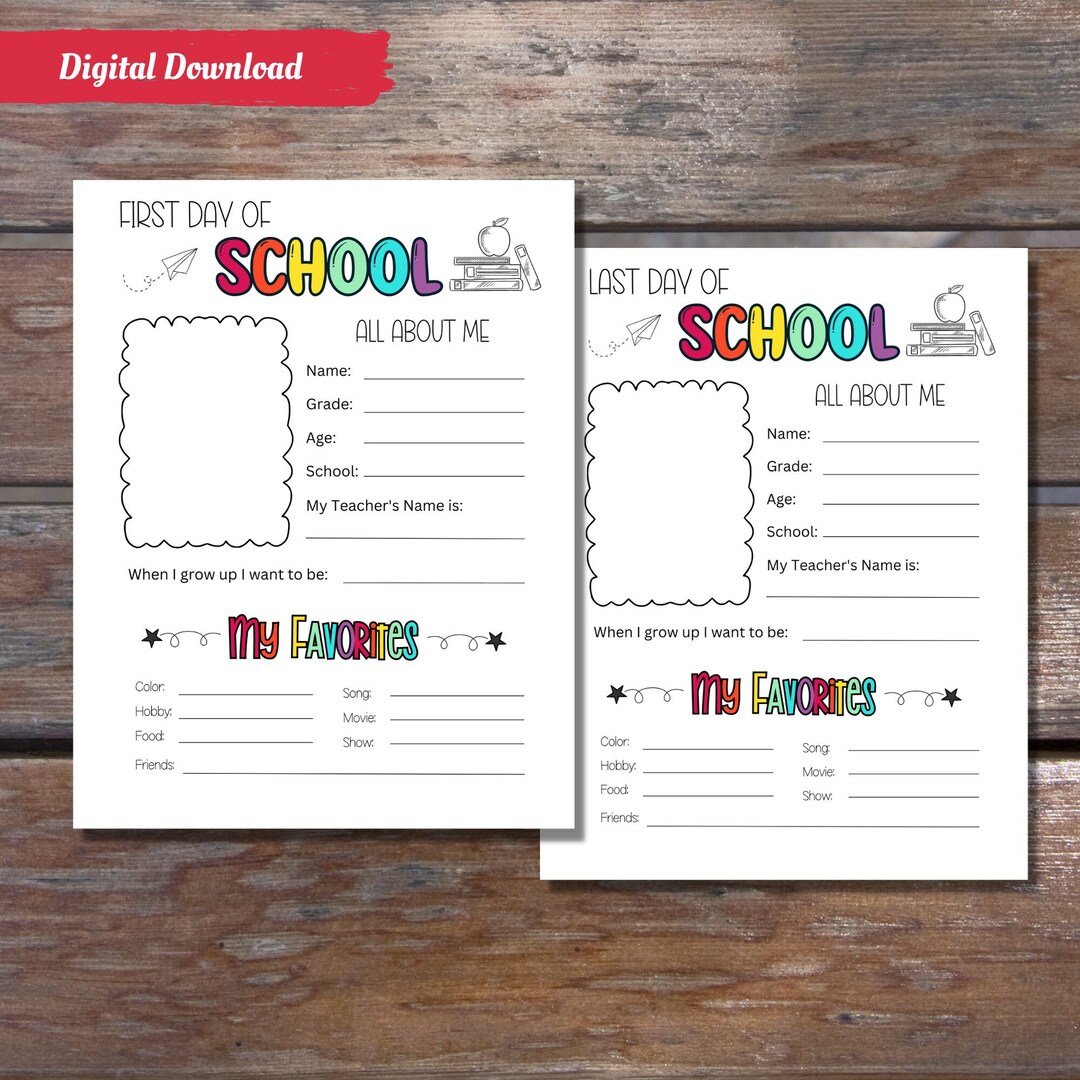 Printable First and Last Day of School All About Me Page Keepsake - Etsy