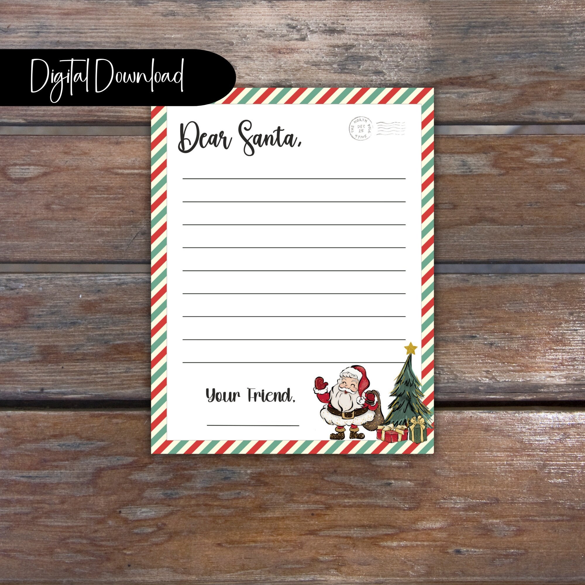 Printable Dear Santa Letter | Letter to Santa - Etsy