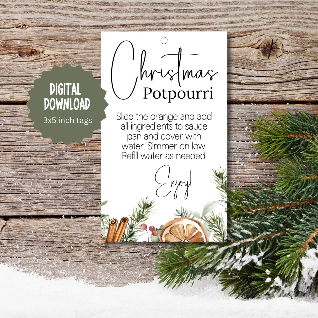 Christmas Potpourri Printable Tag, Instant Download - Etsy