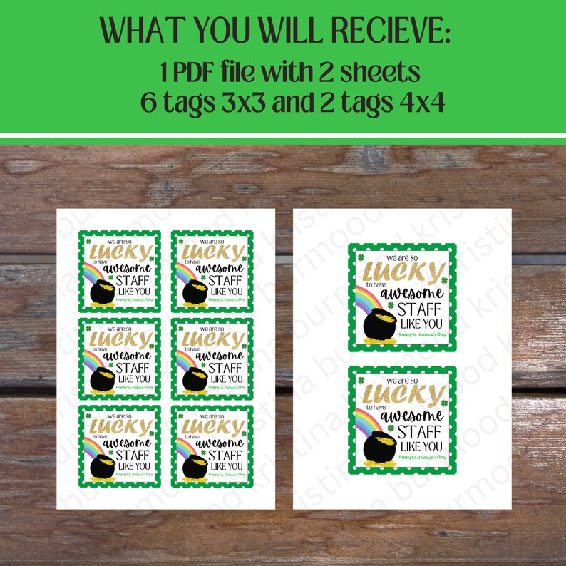 St. Patrick's Day Staff Appreciation Gift Tag (printable) - Etsy