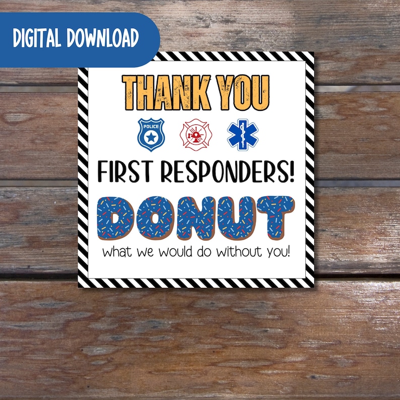 Printable Thank You First Responders Donut Tags Set of 3 - Etsy
