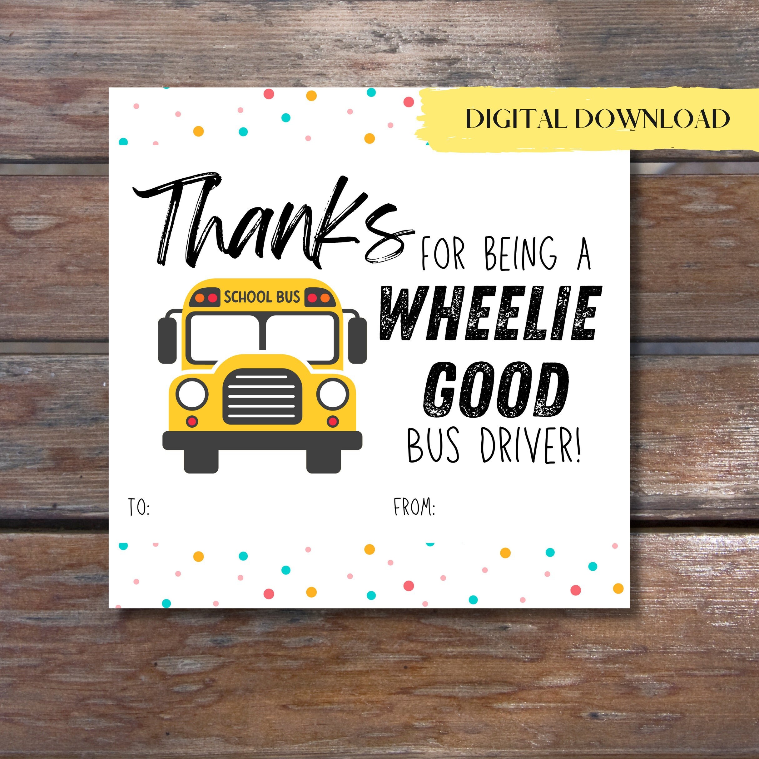School Bus Driver Gift Tags Printable, Thank You Printable Tags, School ...