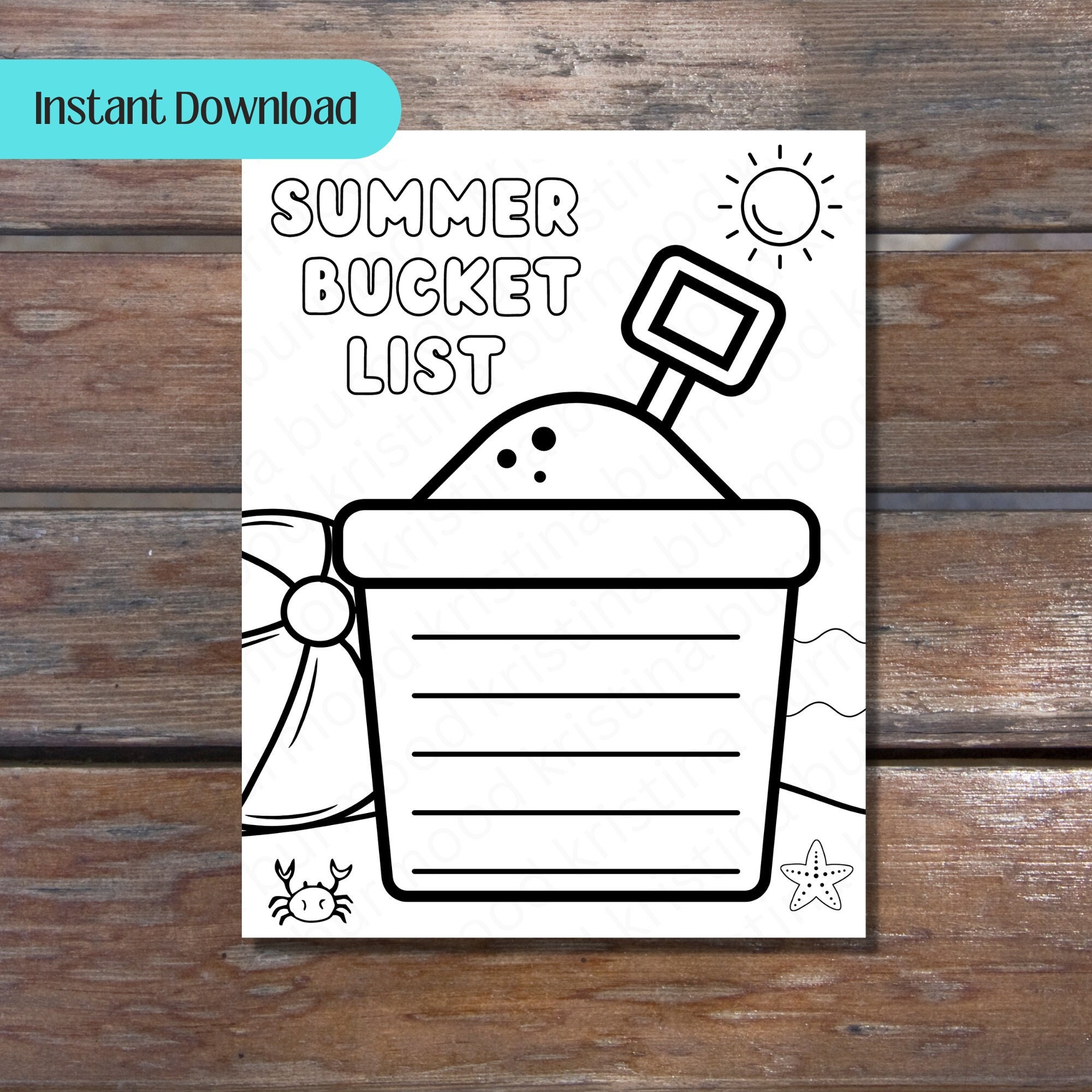 Printable Summer Bucket List, Blank Bucket List, Summer Activities ...
