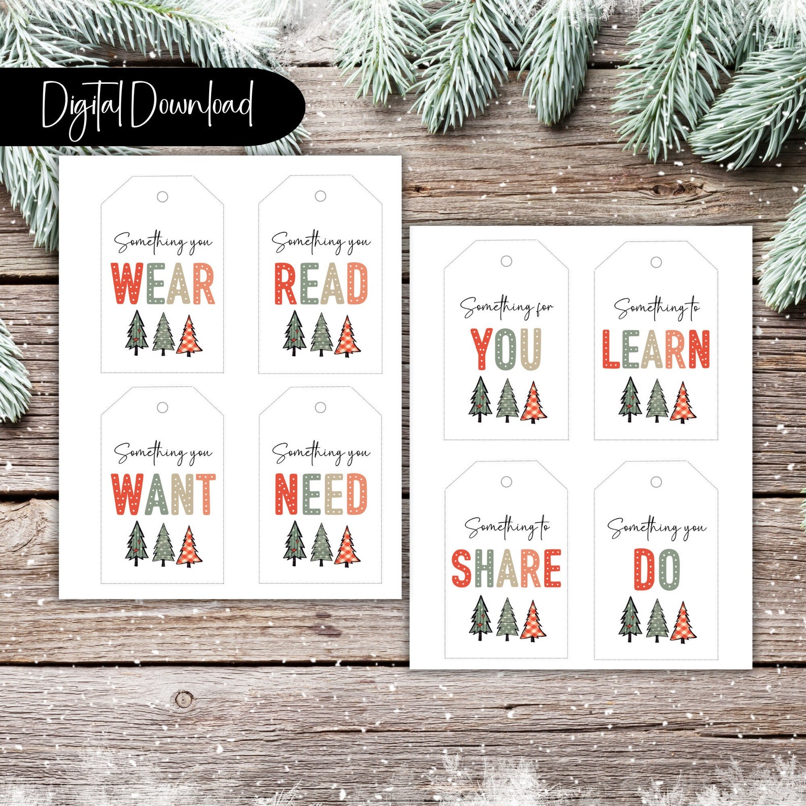 Something You Tags, Want, Wear, Need, Read Printable Christmas Gift ...