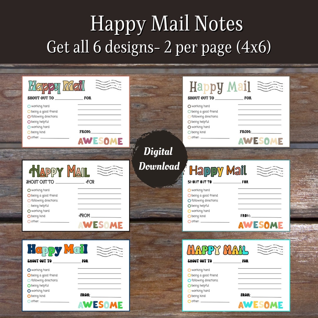 Teacher Happy Mail Notes: Printable Reward Chart (digital Download) - Etsy