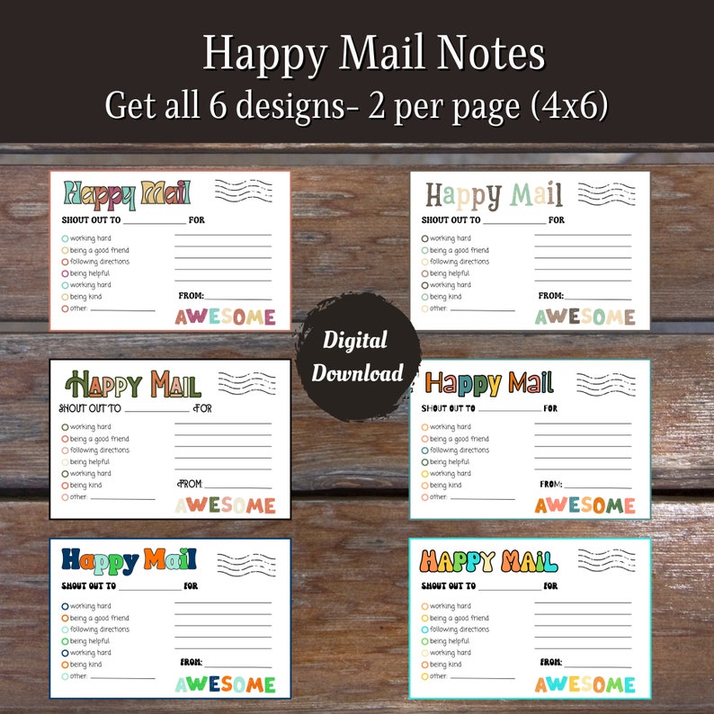 Teacher Happy Mail Notes: Printable Reward Chart (digital Download) - Etsy