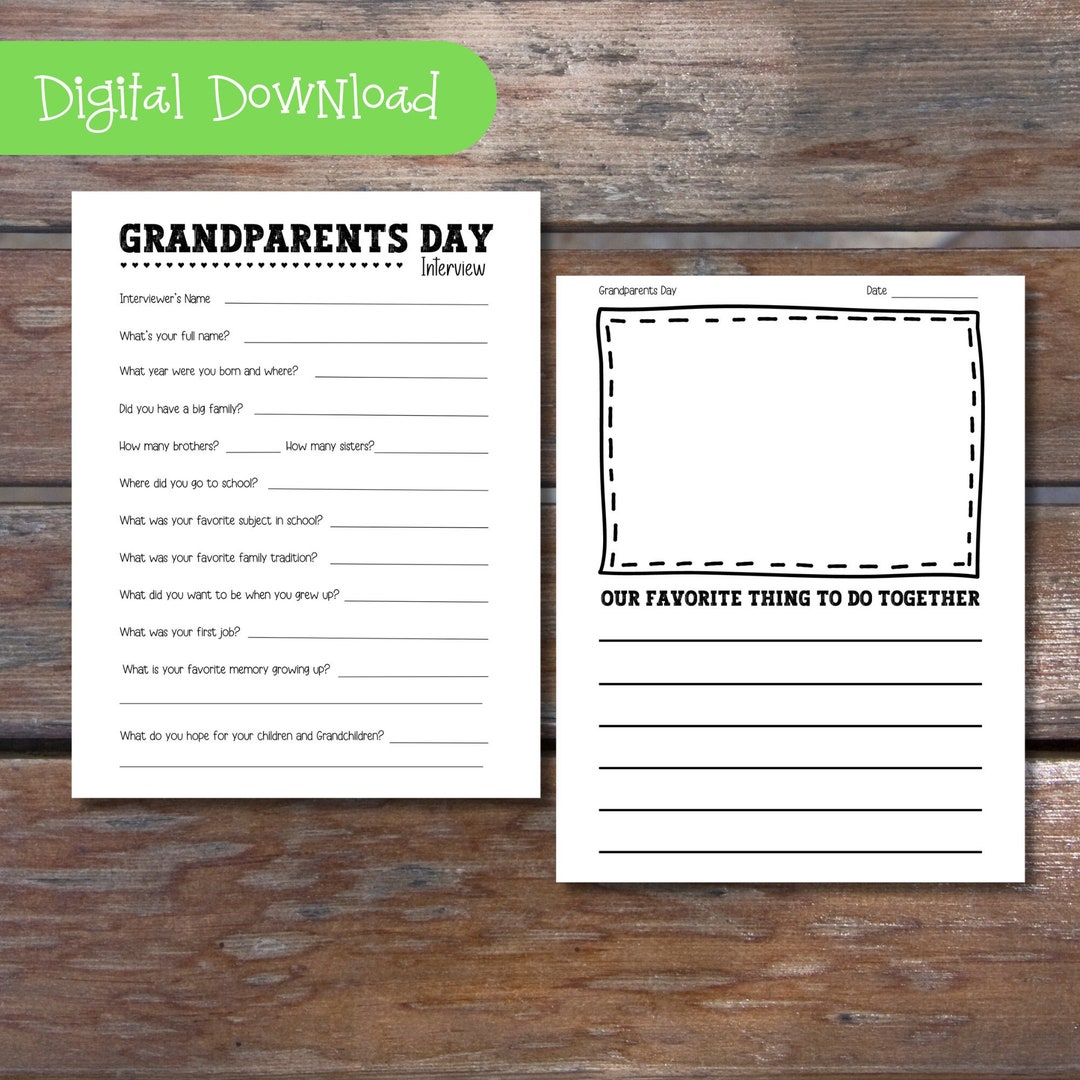 Grandparents Day Printable - Grandparents Interview & Favorite Memories ...