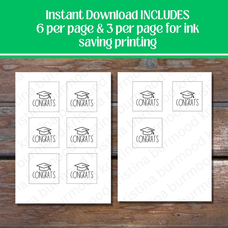 Minimalist Graduation Gift Tags, Grad Tag, Congrats Grad, Square Tag ...