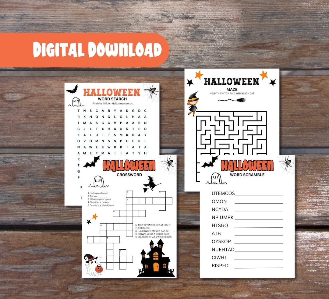 Halloween Activity Worksheets | Printable PDF | Fun for Kids! - Etsy