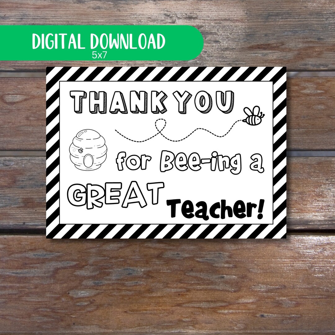 Teacher Appreciation Printable | 5x7 Color Page - Etsy