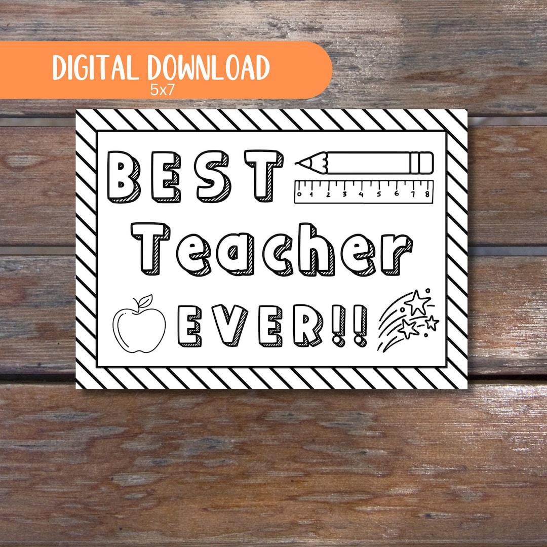 Teacher Appreciation Printable | 5x7 Color Page - Etsy