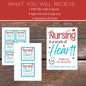 Nursing is a Work of Heart |nurse Appreciation Week | Gift Tag ...