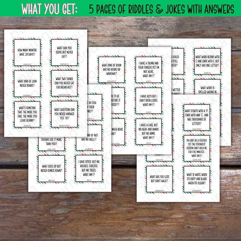 30 Printable Lunch Box Riddles and Jokes - Etsy