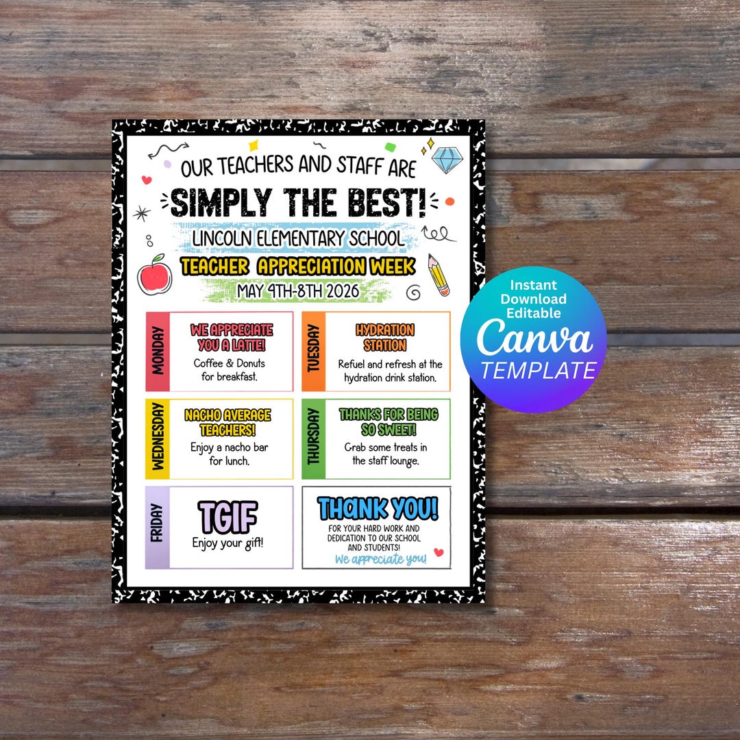 Editable Teacher Appreciation Week Flyer Template - Etsy