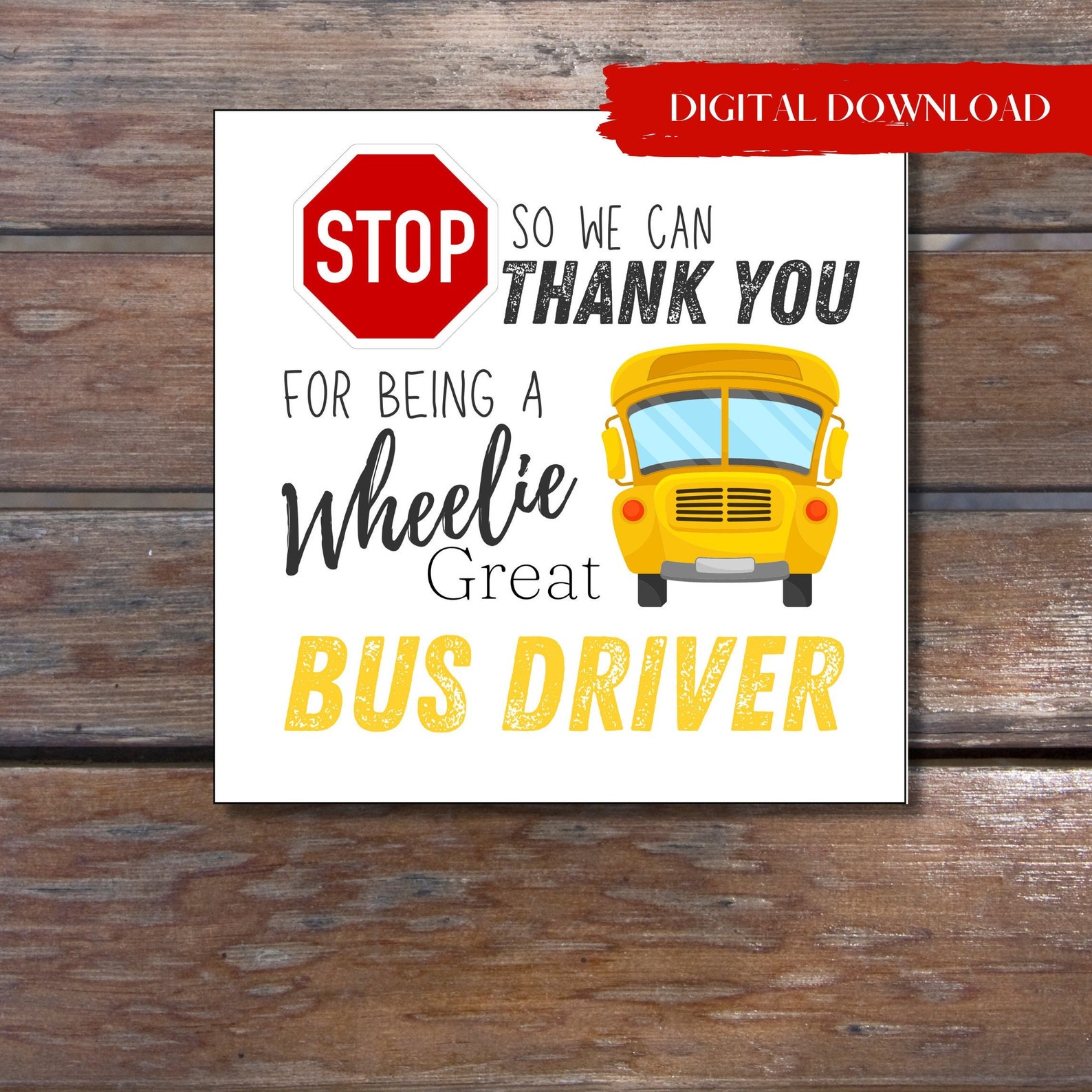 School Bus Driver Gift Tags Printable Thank You Printable - Etsy
