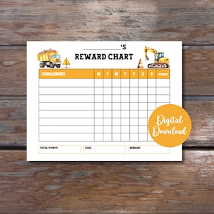 Construction-themed Kids Reward Chart - Etsy
