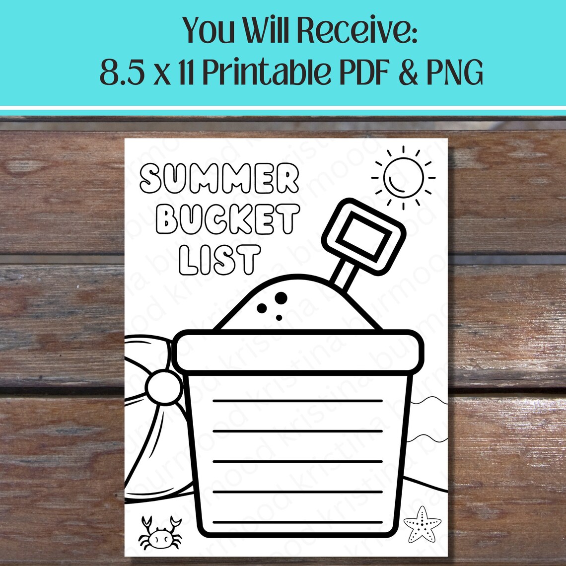 Printable Summer Bucket List, Blank Bucket List, Summer Activities ...